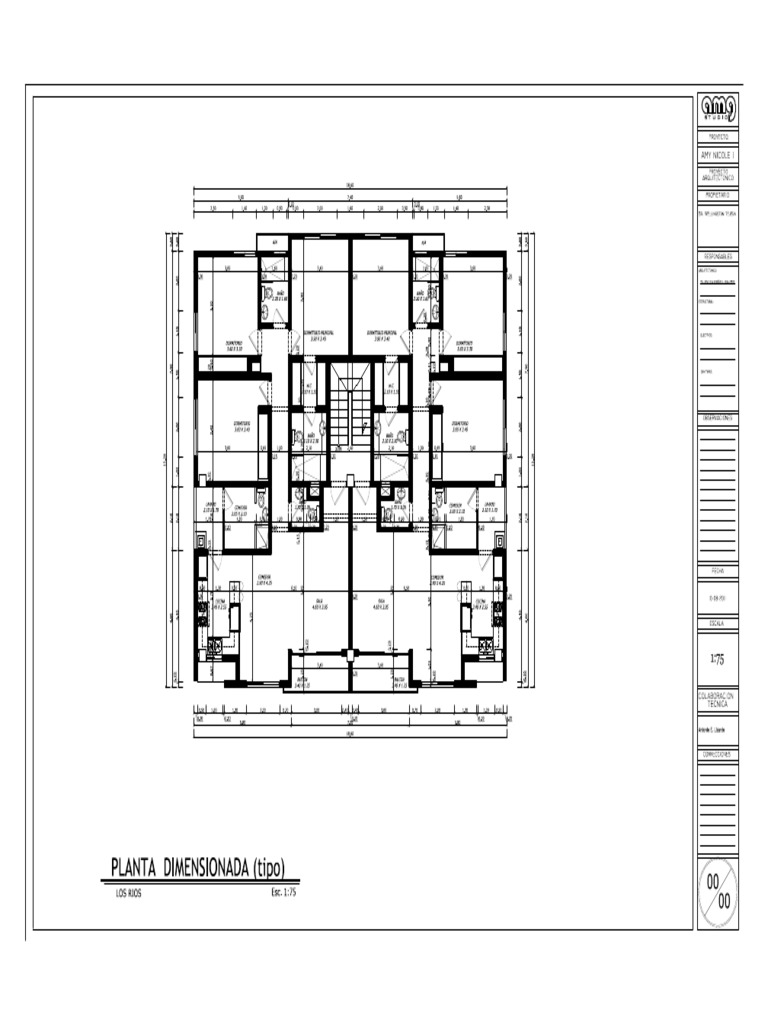 Planta Arq. Dim - Tipo Del 3ro Al 4to Nivel | PDF