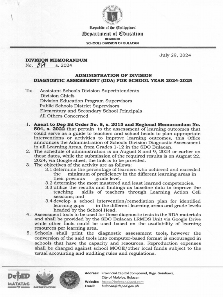Division Diagnostic Assessment Sy 24 25 | PDF