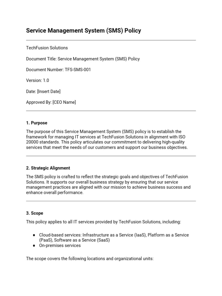 TechFusion SMS Policy for IT Services | PDF | Software As A Service ...