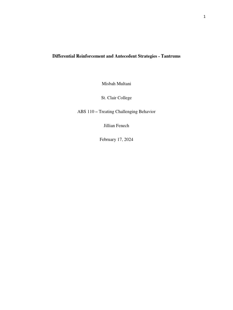 Differential Reinforcement and Antecedent Strategies | PDF | Reinforcement | Behavior