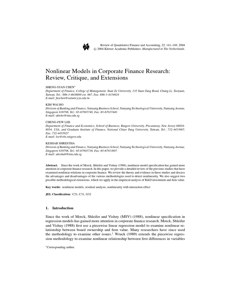 Paper 1 | PDF | Regression Analysis | Nonlinear System