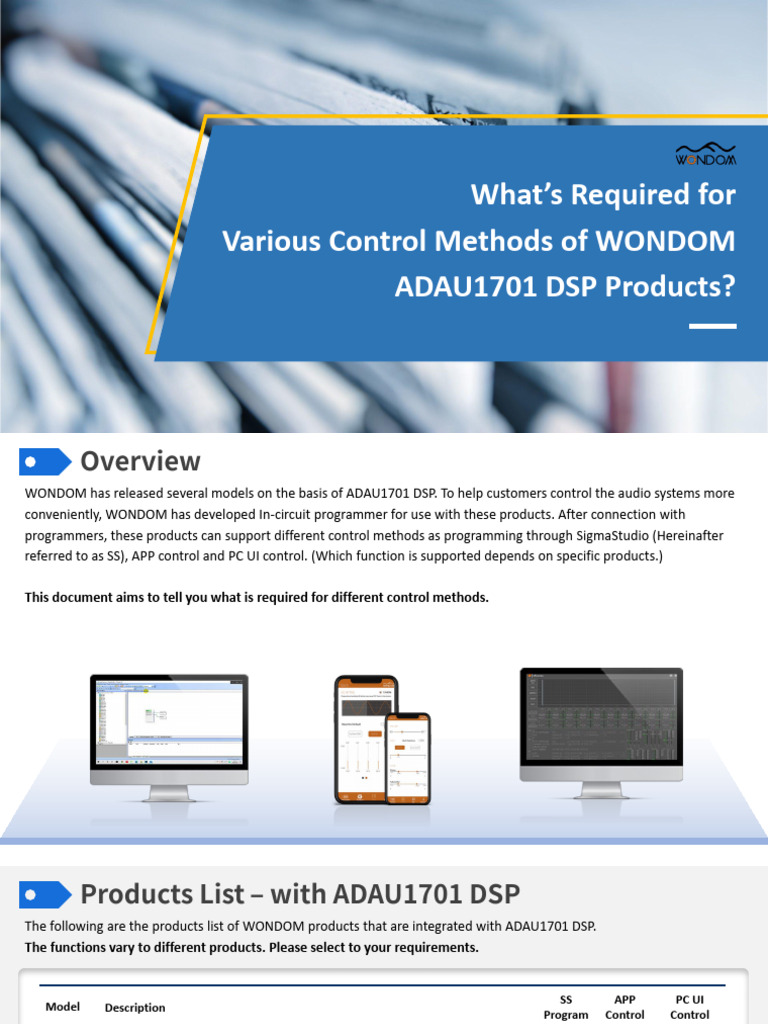 Various Applications and Required Documentation For WONDOM ADAU1701 DSP Products | PDF | Mobile ...