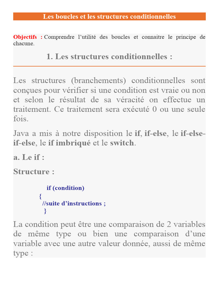 Les Boucles Et Les Structures Conditionnelles | PDF | Structure de contrôle | Ingénierie ...