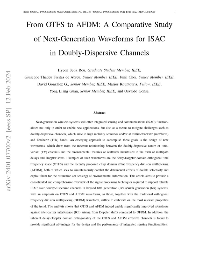 From OTFS To AFDM - A Comparative Study.... | PDF | Orthogonal ...