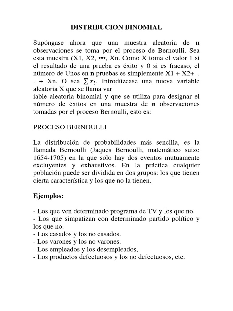 Distribucion Binomial | PDF | Teoría de probabilidad | Matemáticas Aplicadas