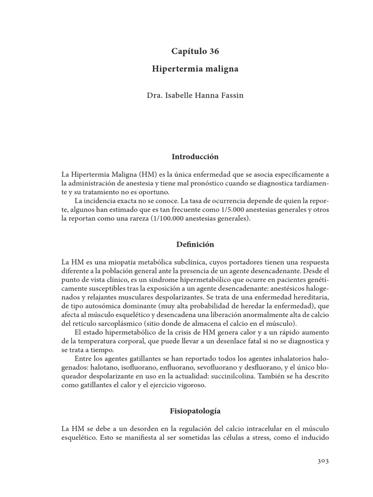 Hipertermia Maligna: Diagnóstico y Tratamiento | PDF | Medicina CLINICA ...
