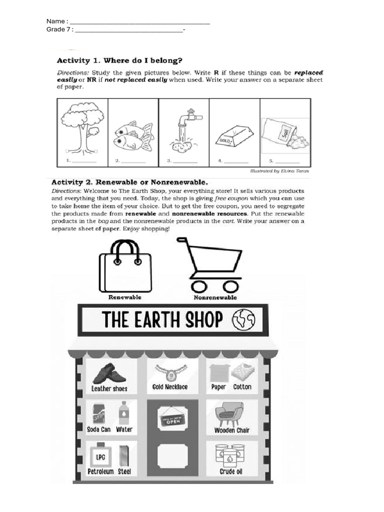 Natural-Resources-Activity-Sheet | PDF