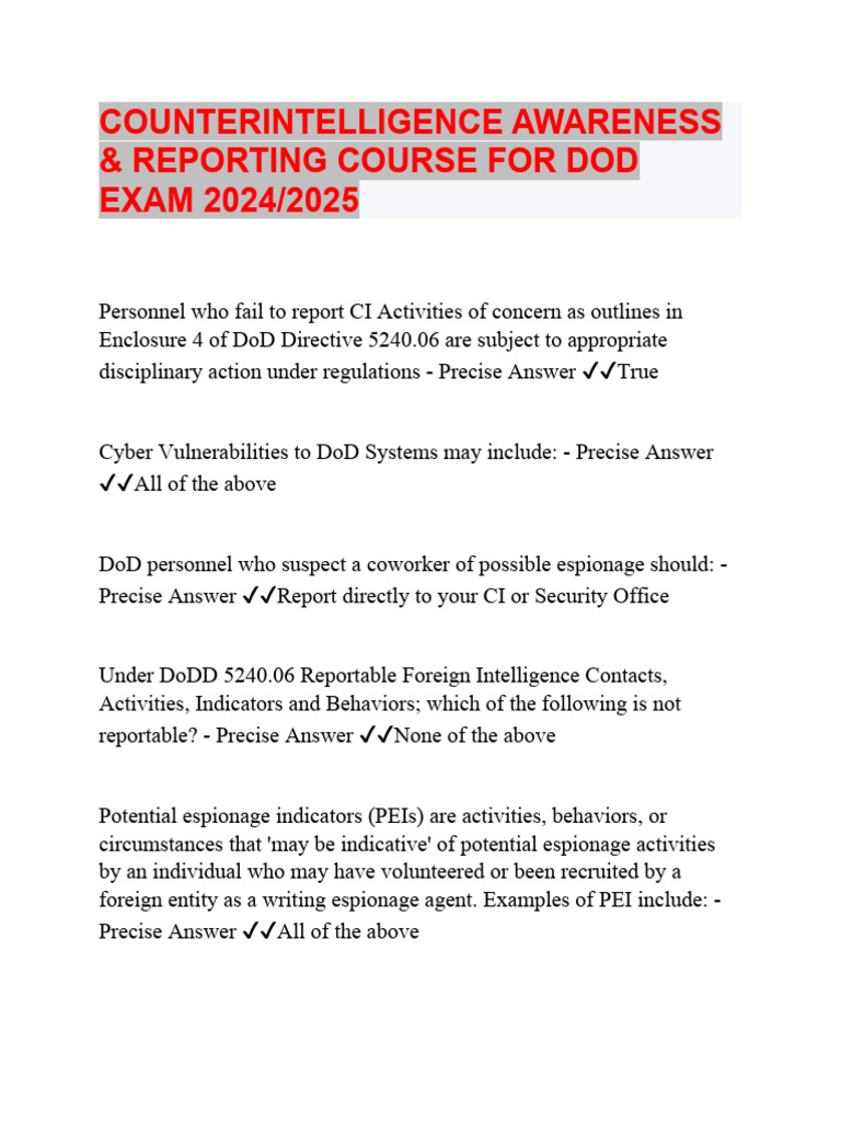 Counterintelligence Awareness | PDF | Espionage | Counterintelligence