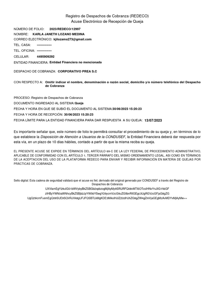 Acuse 2023 REDECO 12997 | PDF | Derecho