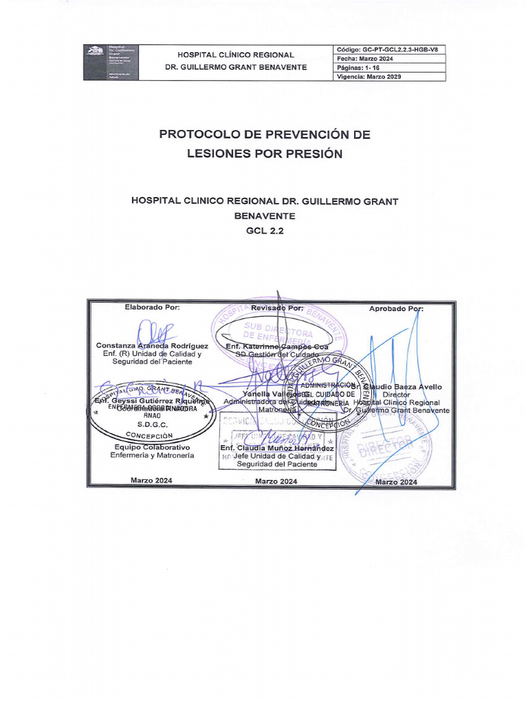 GCL 2.2 PROTOCOLO DE PREVENCION DE LESIONES POR PRESION, 8o EDICION, MARZO 2024 - MARZO 2029. | PDF