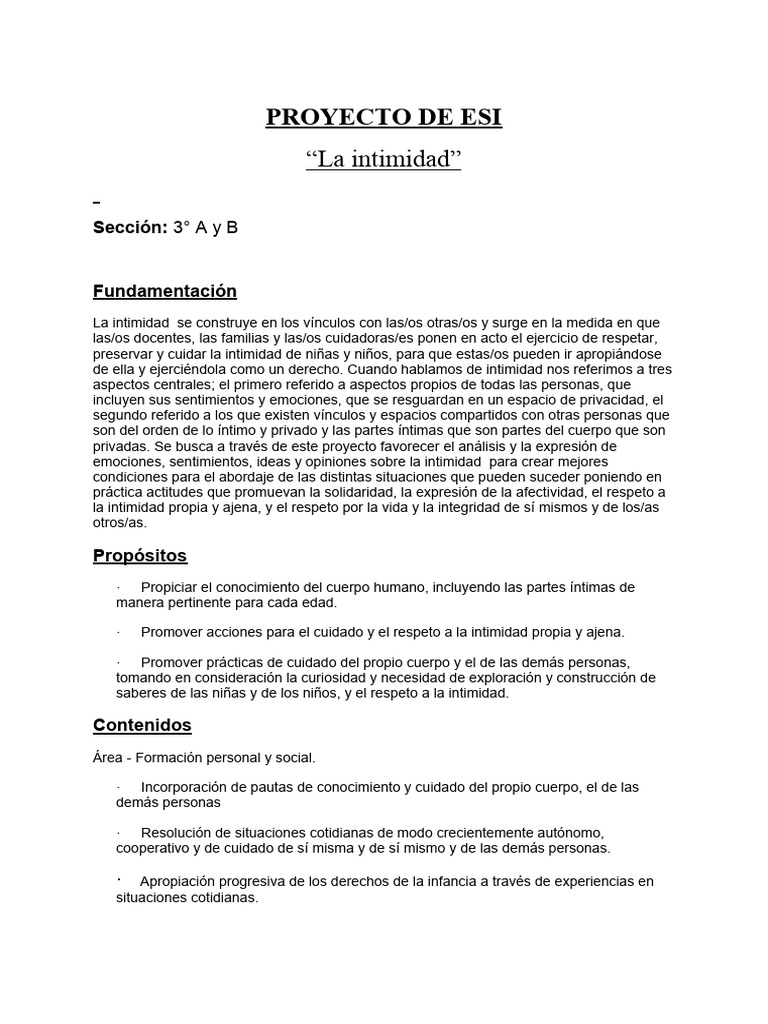 Proyecto de Esi - La Intimidad | PDF