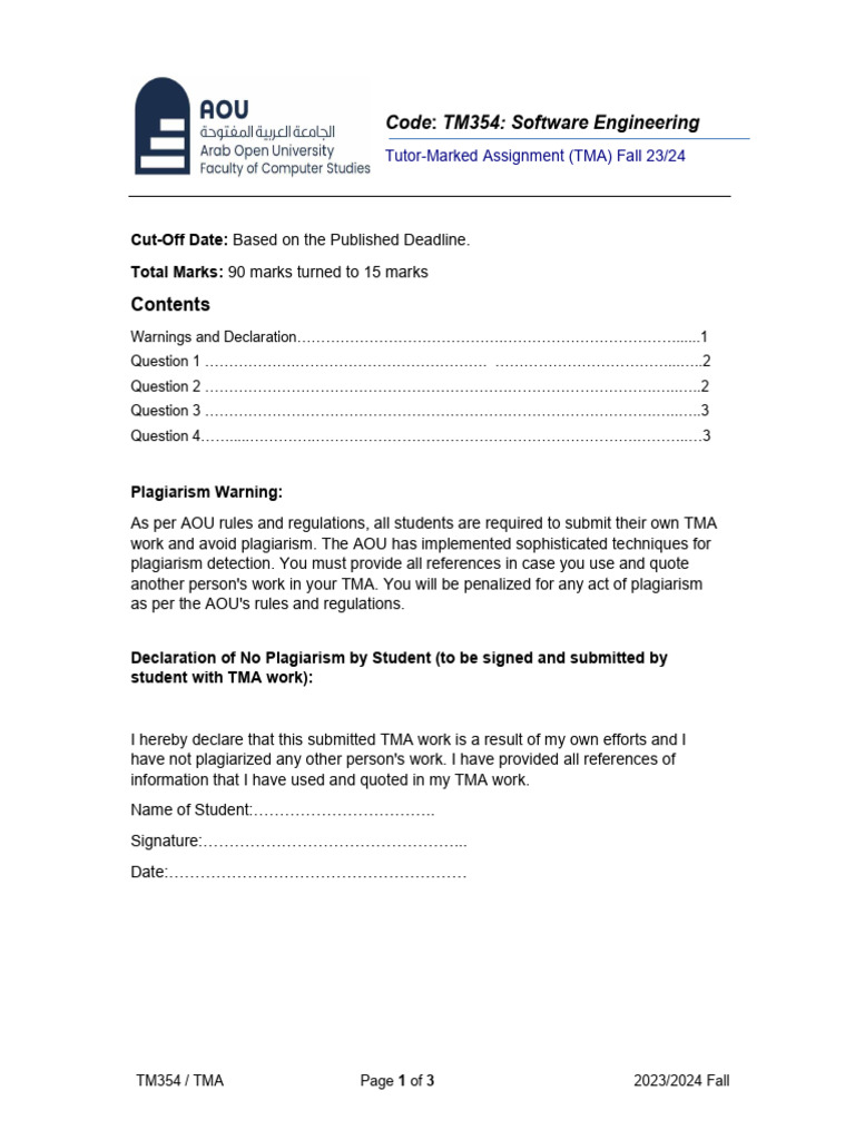 Software Engineering TMA Guide | PDF | Use Case | Class (Computer Programming)