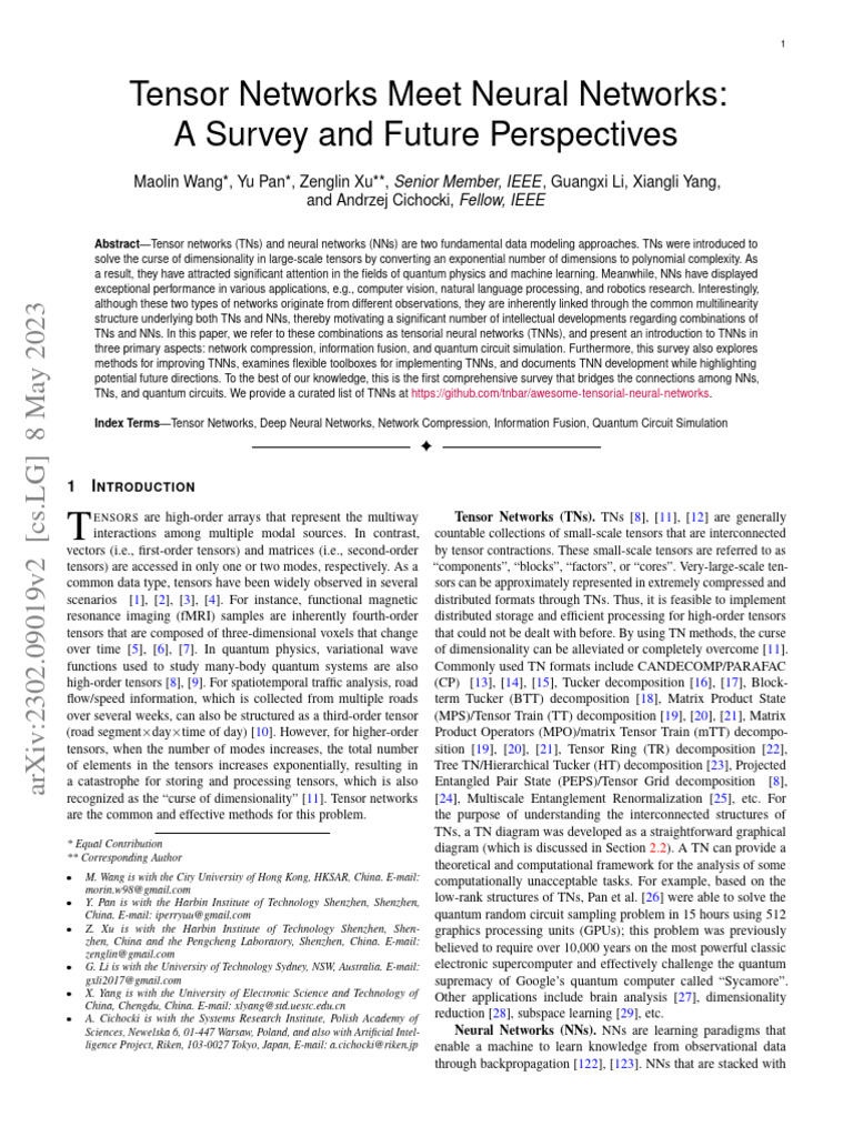 Tensorial Neural Networks Overview | PDF | Tensor | Matrix (Mathematics)