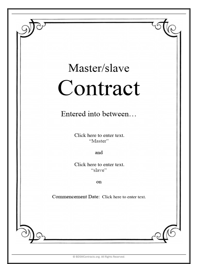 Master Female Slave Contract | PDF | Sexuality | Human Sexuality