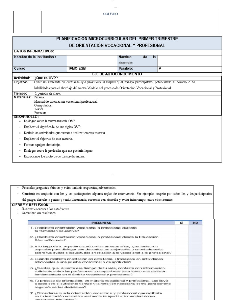 10MO OVP PLANIFICACION 2024...... G | PDF | Cognición | Aprendizaje