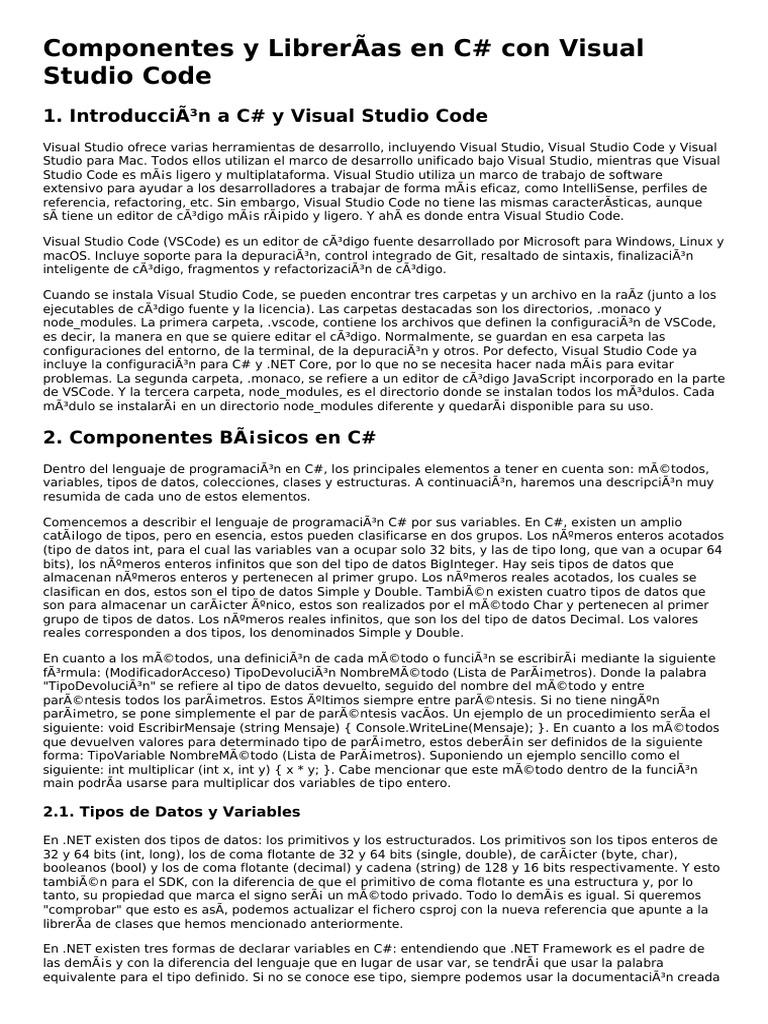 Componentes y Librerías en C# Con Visual Studio Code | PDF | Flujo de ...