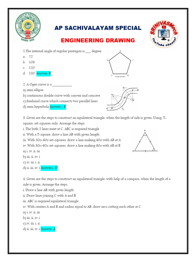 ENGINEERING DRAWING by SRINIVASMech | PDF | Perpendicular | Geometry