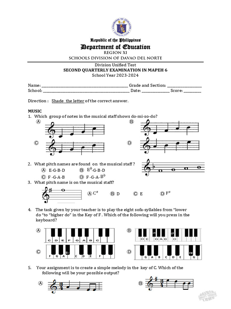 MAPEH 6 TQ | PDF | 3 D Computer Graphics