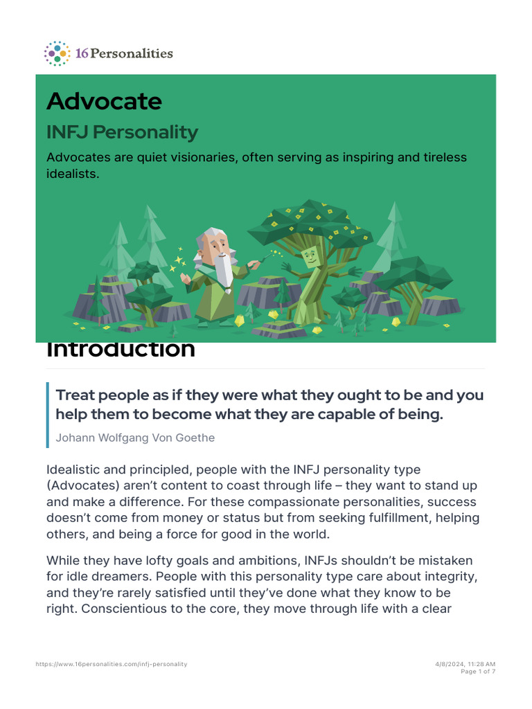 INFJ Personality (Advocate) - 16personalities | PDF | Extraversion And Introversion | Intuition