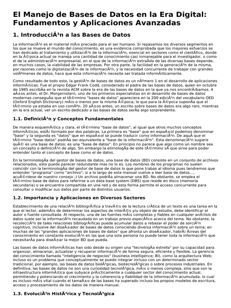 Gestión Avanzada de Bases de Datos | PDF | Bases de datos | SQL