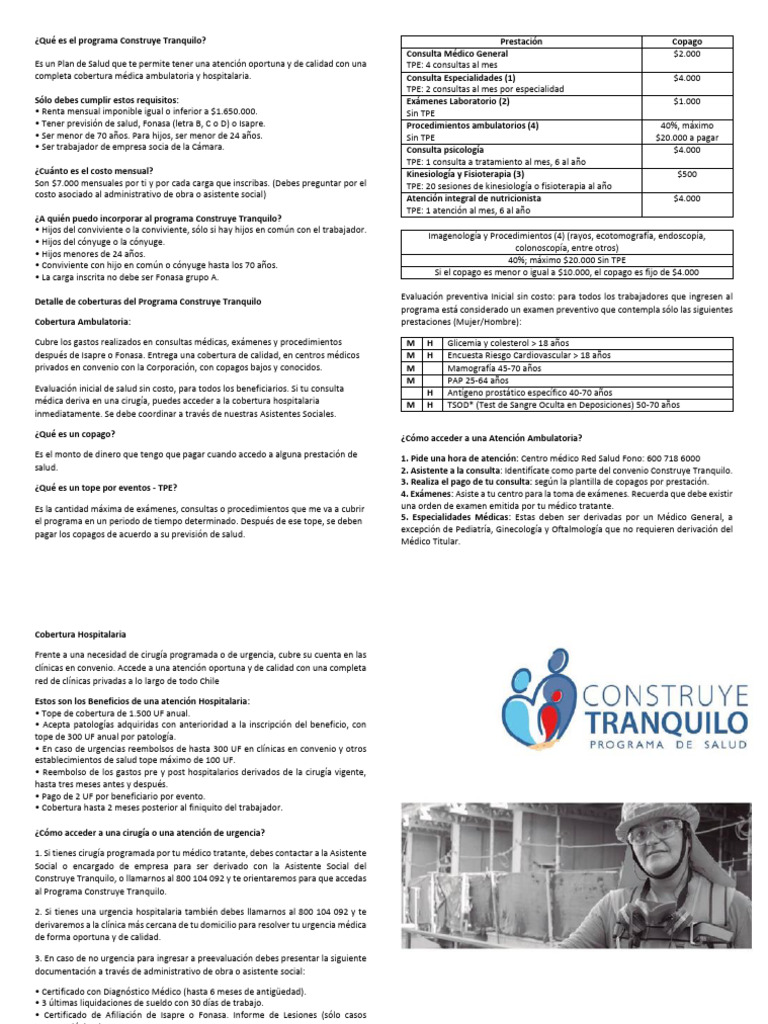 Qué Es El Programa Construye Tranquilo Diptico | PDF | Medicina | Cuidado de la salud
