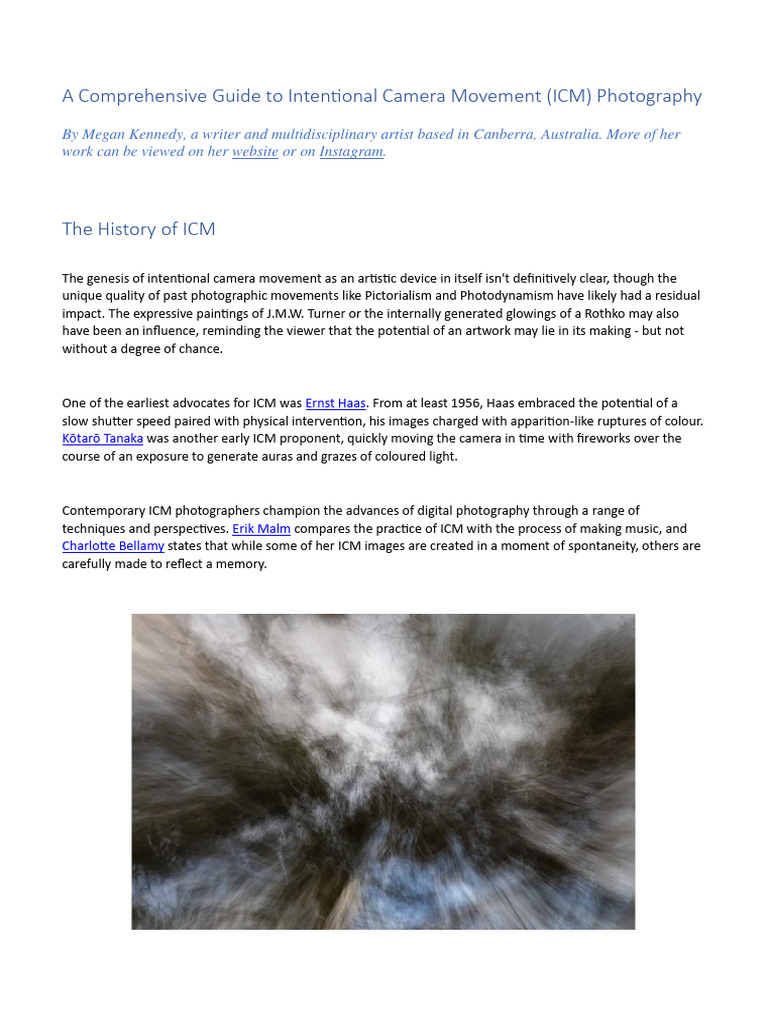 Mastering Intentional Camera Movement ICM | PDF | Exposure (Photography) | Shutter Speed