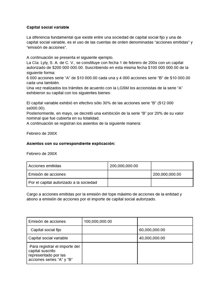 Caso Capital Social Variable | PDF | Compartir (Finanzas)