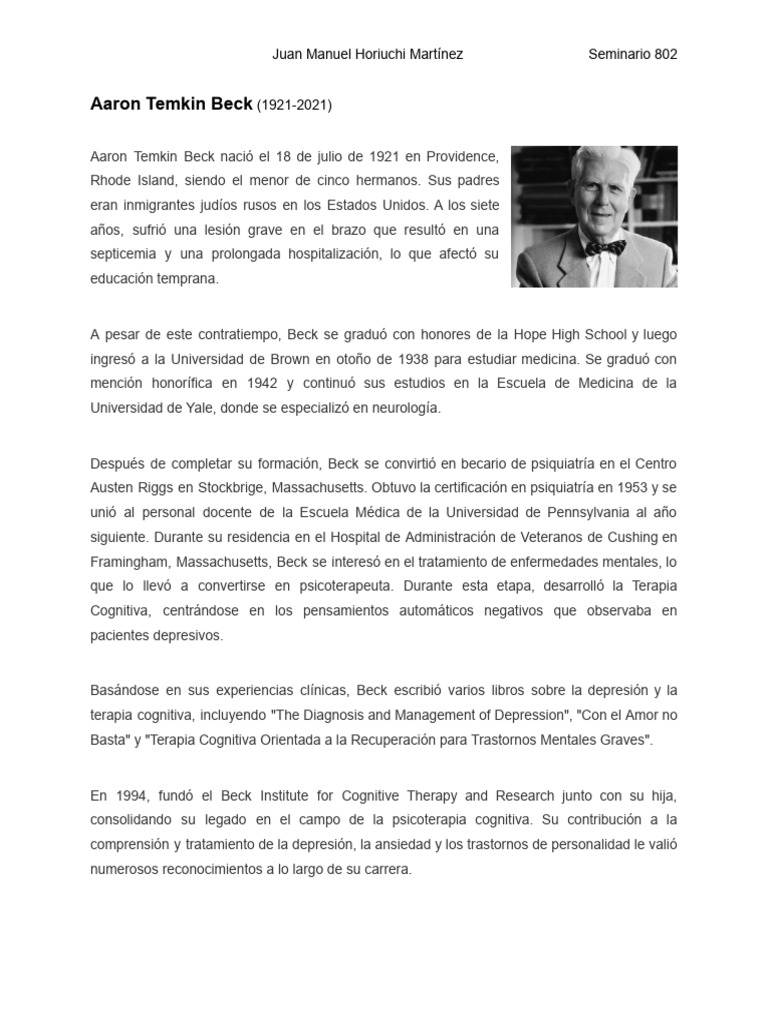 Aaron Beck | PDF | Relaciones personales, crianza y desarrollo personal