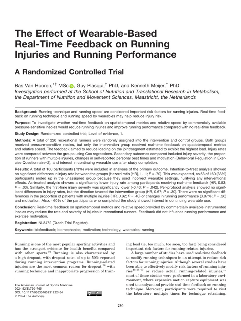 Real-Time Feedback Reduces Running Injuries | PDF | Dependent And ...