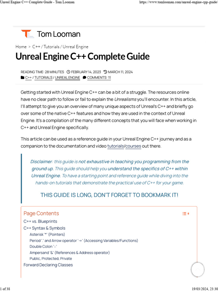 Unreal Engine C++ Complete Guide - Tom Looman | PDF | Class (Computer ...