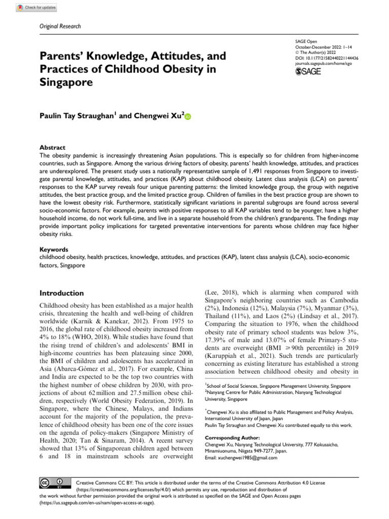 Straughan Xu 2022 Parents Knowledge Attitudes and Practices of ...