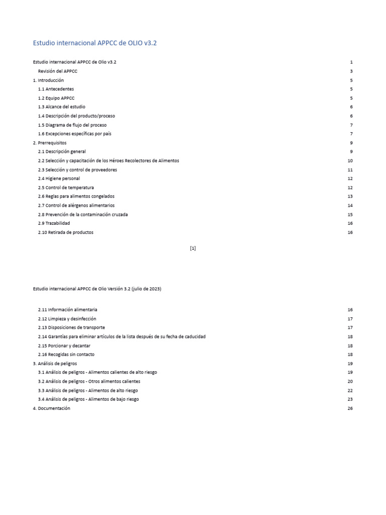 OLIO HACCP Spanish v3.2 | PDF | Alimentos | Seguridad alimenticia