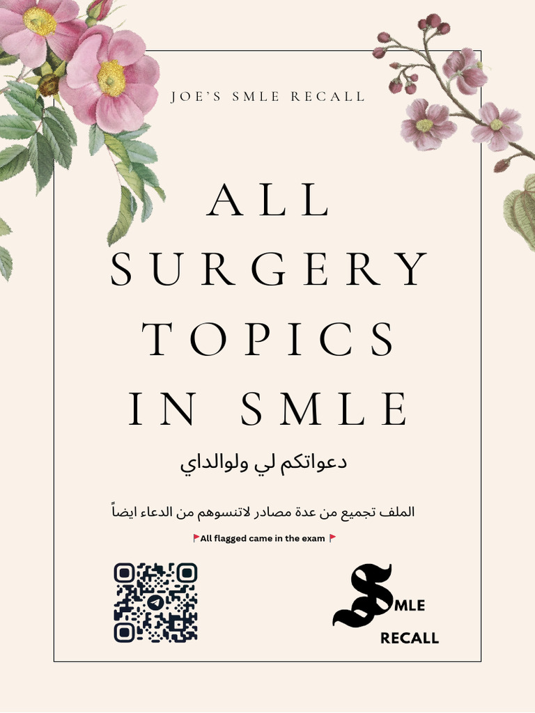 All Surgery Topics in SMLE - (Joesrecall) | PDF | Hemorrhoid | Large ...