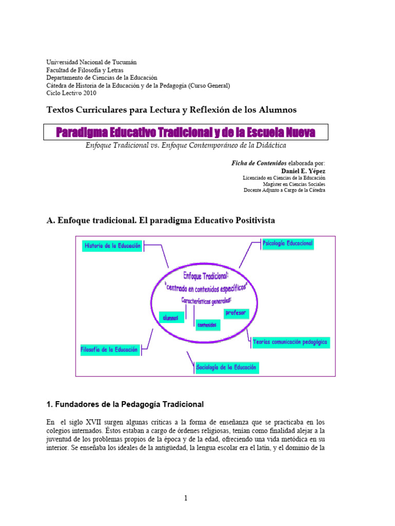 Paradigma Educativo Tradicional y de La Escuela Nueva | PDF ...