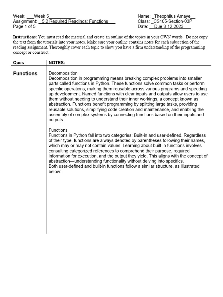 Cornellnotes Week 5 On Python Pdf Parameter Computer Programming Function Mathematics