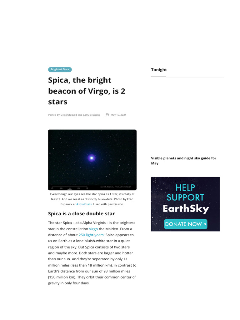 Spica, The Bright Beacon of Virgo, Is 2 Stars | PDF | Stars | Astronomy