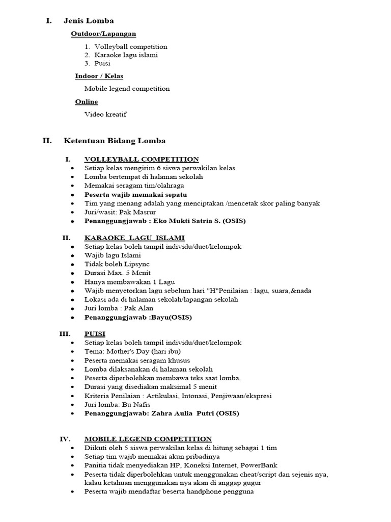 Ketentuan Lomba-Fix | PDF