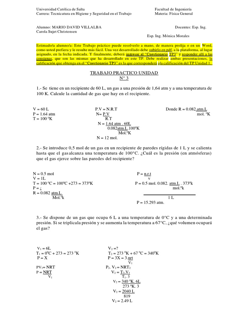 TP 3 FISICA TERMINADO | PDF | Gases | Caloría