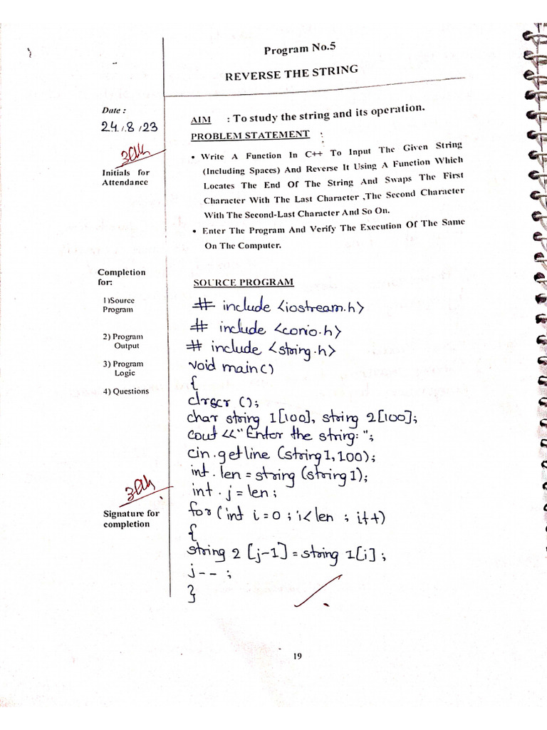 Pract5 Reverse String | PDF
