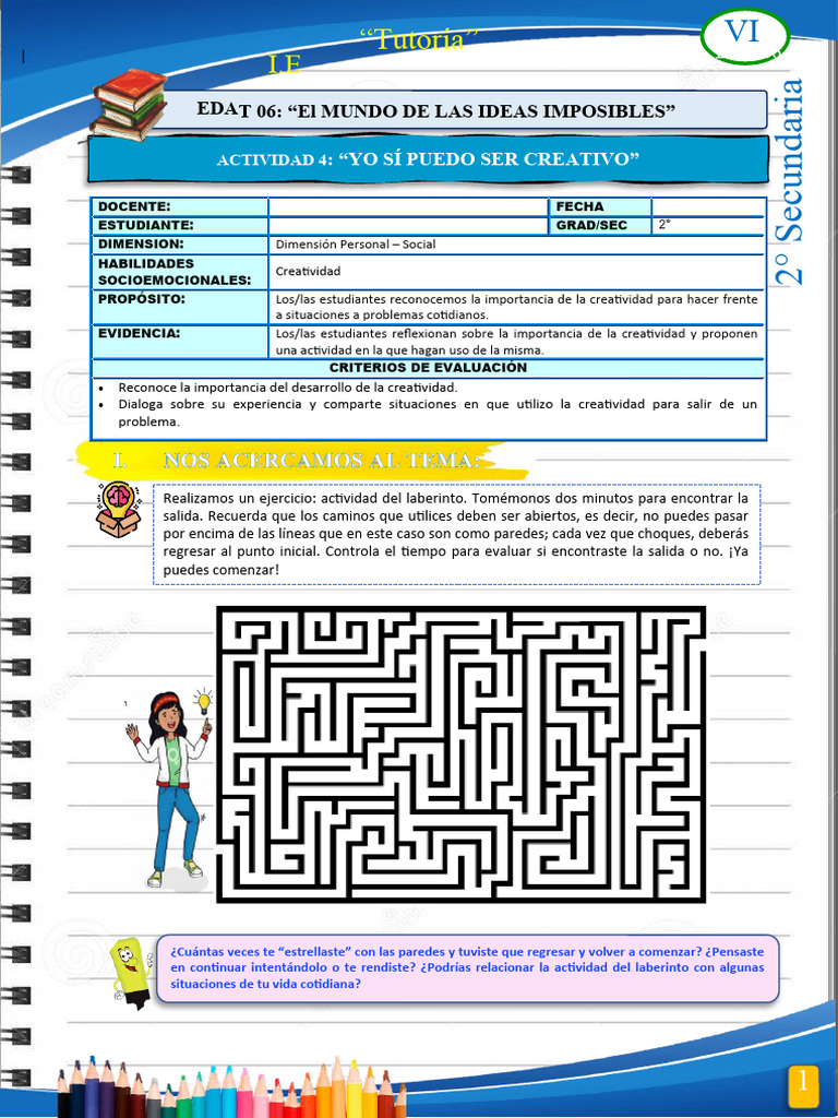 2° Ficha de Actividad 4 Edat 6 | PDF | Creatividad | Conceptos psicologicos