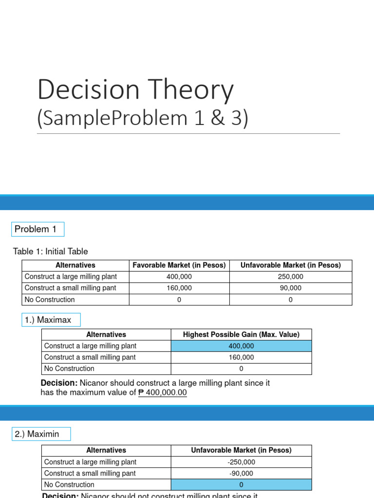 Decision Theory Sample Problem | PDF | Applied Mathematics