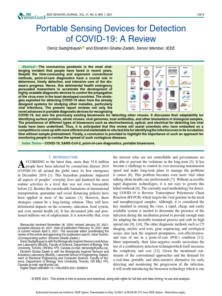 Portable Sensing Devices For Detection REVIEW Canada | PDF | Biosensor ...
