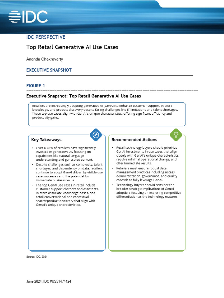 IDC Top Retail Generative AI Use Cases - 2024 Jun | PDF | Artificial ...