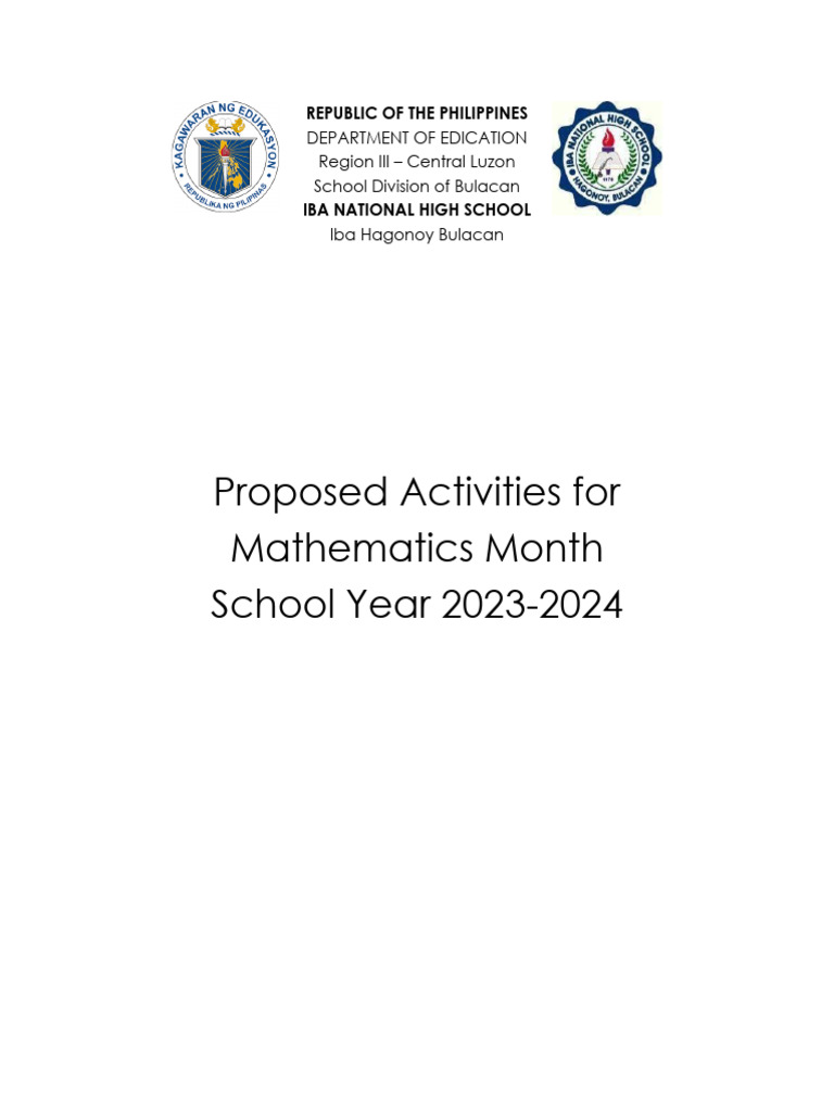 Proposed Activities For The Mathematics Month | PDF | Puzzles
