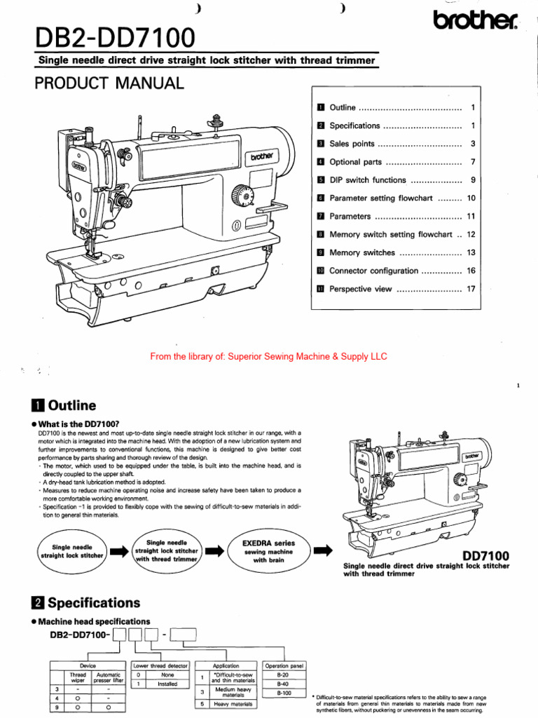 Brother DB2-DD7100 Product Manual | PDF | Sewing Machine | Machines