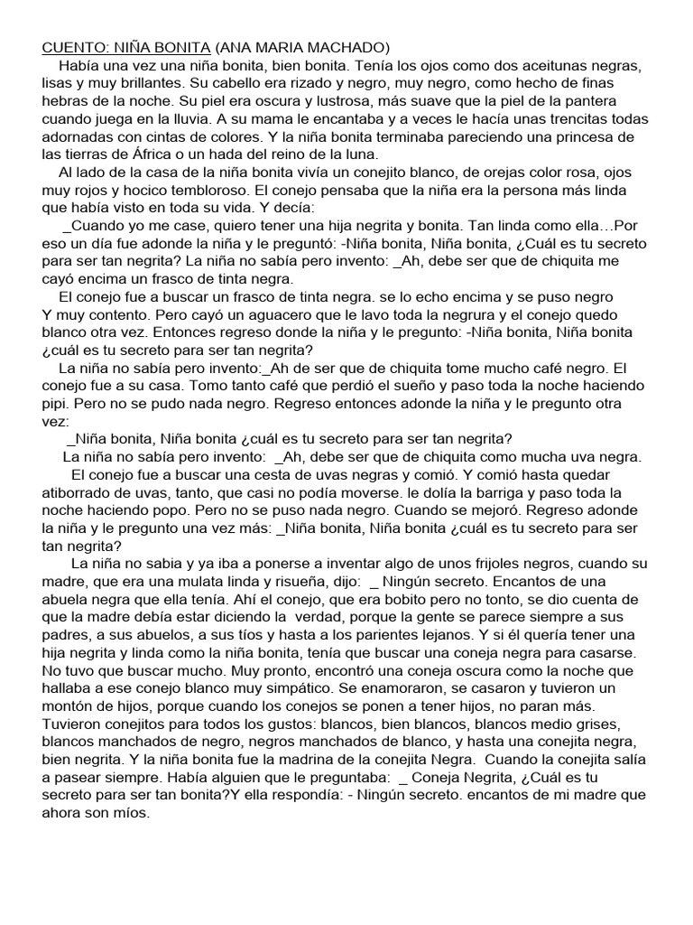 CUENTO niña bonita. texto | PDF