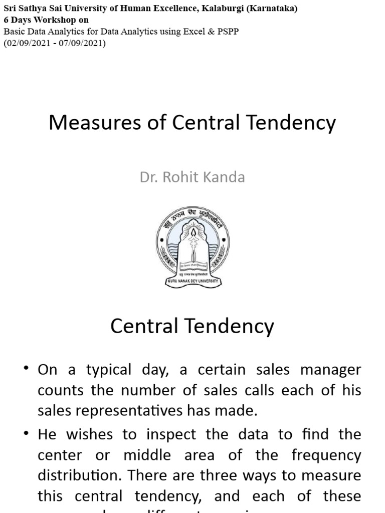 Data Analysis Workshop - Measures of Central Tendency | PDF