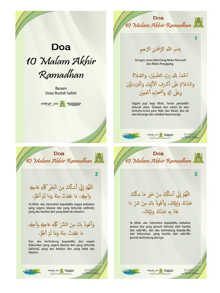 10 Doa Malam Akhir Ramadhan Pdf
