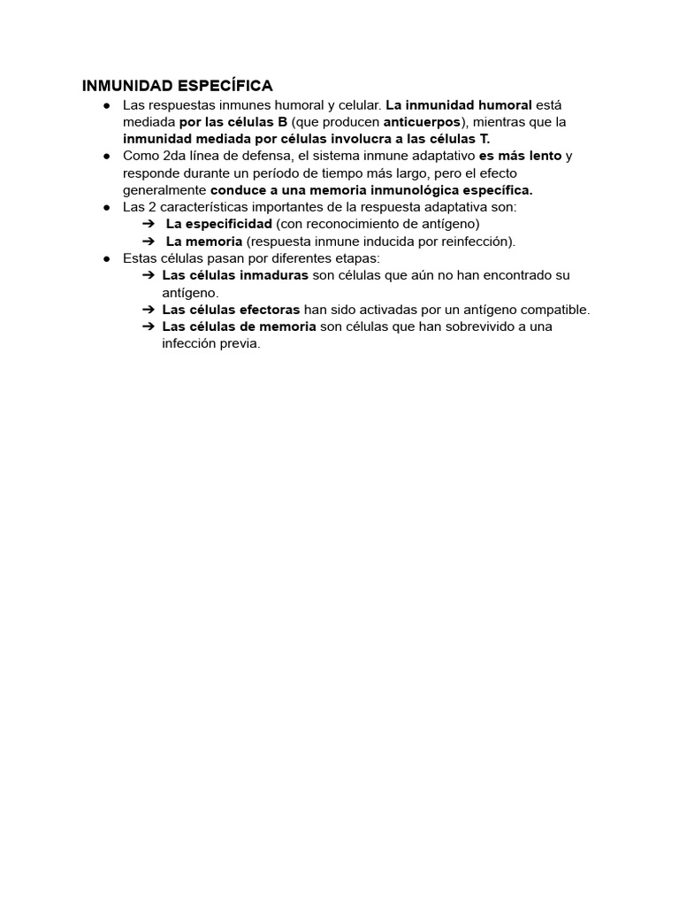 Inmunidad Específica | PDF