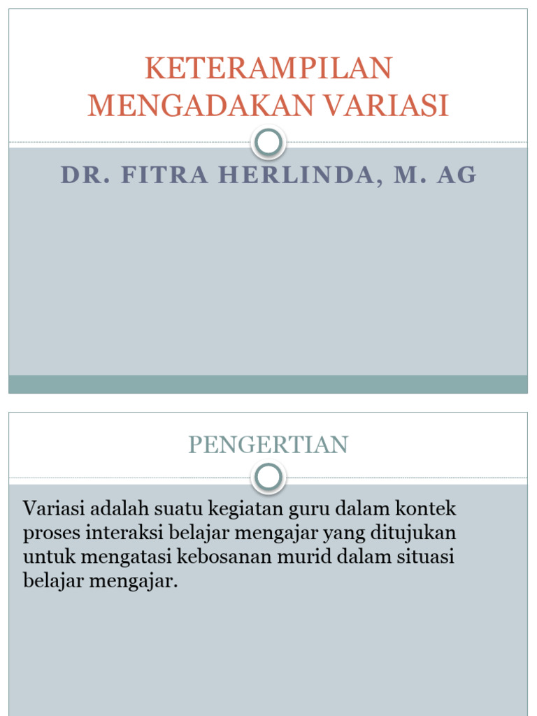 Micro Teaching Keterampilan Variasi | PDF